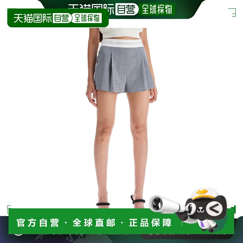 香港直邮Alexander Wang 亚历山大 王 女士 褶裥品牌条带短裤 1WC