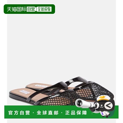 1h可退 香港直邮Alaia 女士 Infradito 网眼皮革边凉拖单鞋凉鞋