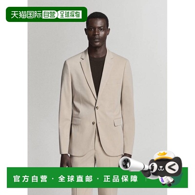 自营欧洲直邮MANGO Par&iacute;s男士米色修身西服外套西装领带