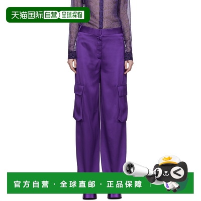 1h可退 香港直邮versace 范思哲 女士 紫色 Wide-Leg 长裤 100984