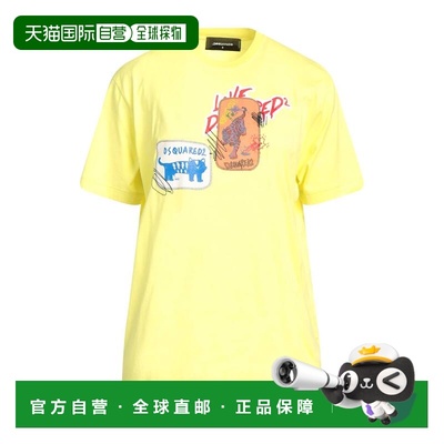 1h可退 香港直邮Dsquared2 二次方 女士 T恤 yellow黄色 舒适时尚