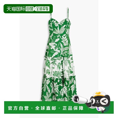 1h可退 香港直邮FARM RIO 女士 荷叶边印花棉质中长连衣裙 317829