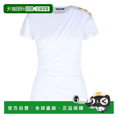 香港直邮BALMAIN 女士T恤 FF0EF002GF23GAB AW2025 白色 短袖T恤