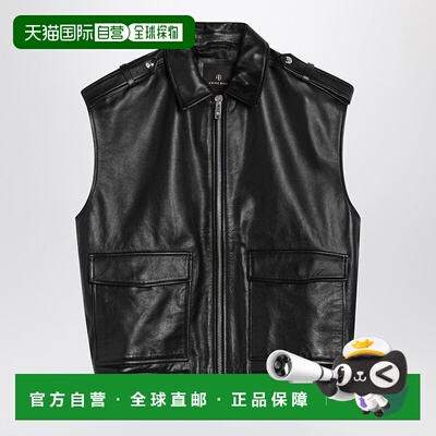 1h可退 香港直邮ANINE BING 女士 Sonnie 黑色皮革马甲 A0110647L