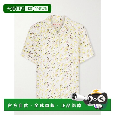 香港直邮Marni 玛尼 女士 细褶印花亚麻衬衫 CAMA0690A1UTL013