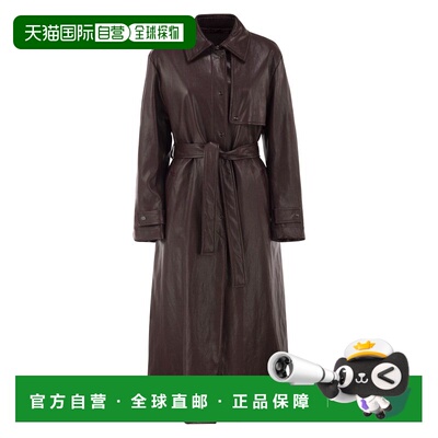1h可退香港直邮Herno 女士 长款束带皮革效果大衣 IM000209D12928