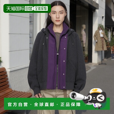 香港直邮Sacai 男士 灰色 & 紫色 Sponge Sweat & Grosgrain 连帽