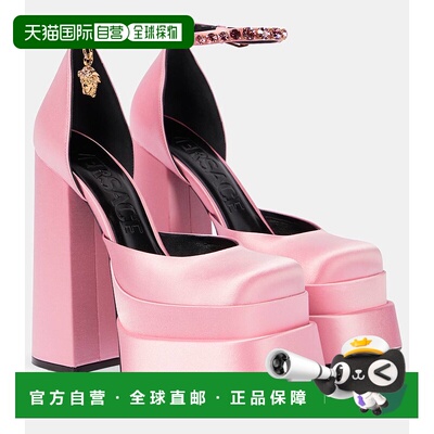 1h可退 香港直邮versace 范思哲 女士 Medusa Aevitas 绸缎防水台