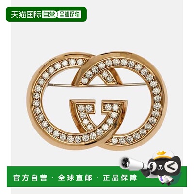 1h可退 香港直邮Gucci 古驰 女士 双G扣精饰胸针 metal金属色 舒