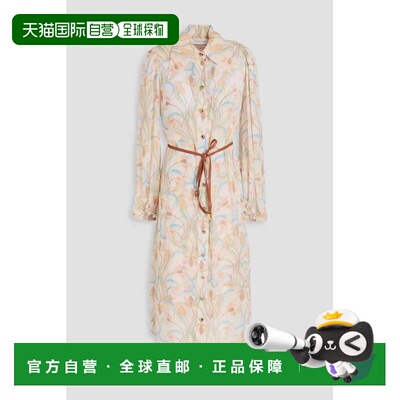 香港直邮ZIMMERMANN 女士 印花双绉中长衬衫式连衣裙 1191DF243SA