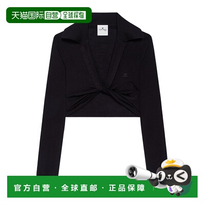 香港直邮Courreges 扭纹羊毛短款针织衫 225MPU224FI0071长袖
