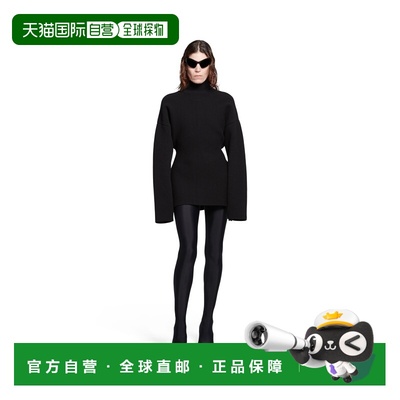 自营欧洲直邮Balenciaga巴黎世家 Garde Robe女士黑色羊绒高领毛
