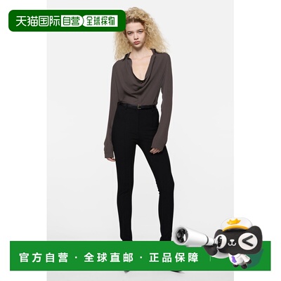 欧洲直邮自营Acne Studios 女士石墨灰丝质垂坠领衬衫长袖