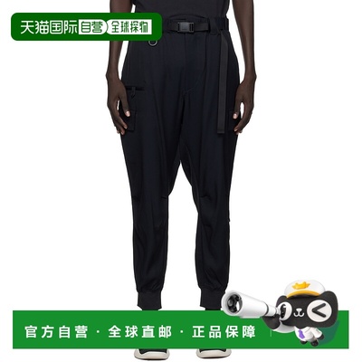 1h可退 香港直邮Y-3 男士 黑色 Rayon Twill Cuffed 工装裤 JX728