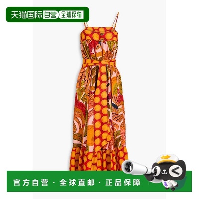 香港直邮FARM RIO 女士 束带印花亚麻混纺中长连衣裙 300645SUMME