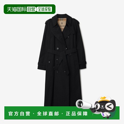 自营欧洲直邮Burberry博柏利 Waterloo女士黑色棉质风衣