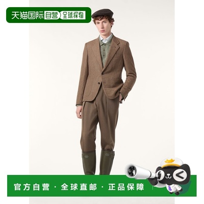 自营欧洲直邮Loro Piana 男士棕色亚麻夹克