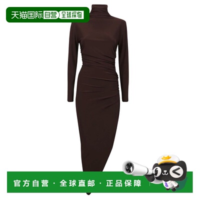 1h可退 香港直邮NORMA KAMALI 诺玛 卡玛丽 女士 高领褶饰礼服裙