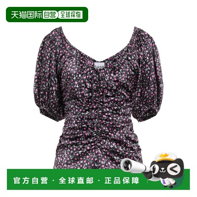 1h可退 香港直邮GANNI 甘尼 女士 上衣 black黑色 舒适时尚