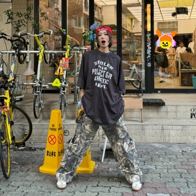 GRAILZ拼接假两件美式休闲短袖