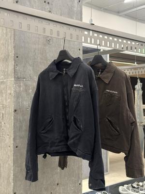 Grailz project gr美式水洗做旧破坏底特律工装夹克重磅拉链外套