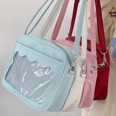 Japanese Harajuku Women's Ita Bag PU Transparent Pocket Itab