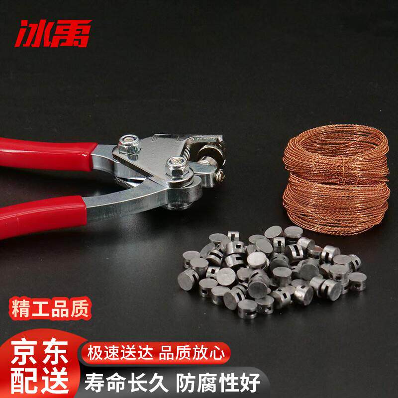 冰禹BYyn-93铅封钳套装铅印钳水表电表封口线双绞铅封扣钳+铜线18