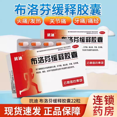 【抗迪】布洛芬缓释胶囊0.3g*22粒/盒头痛痛经偏头痛发热牙痛