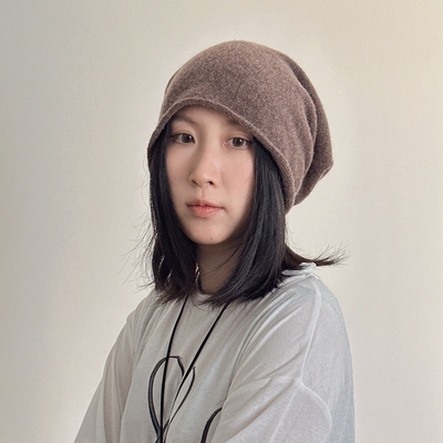 秋冬棕色大帽型堆堆帽大头围男士女士紫色灰色冷帽针织帽套头帽子