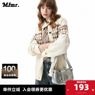 MLMR春秋季新款简约风半高领宽松含羊毛开衫外套针织衫毛衣男女