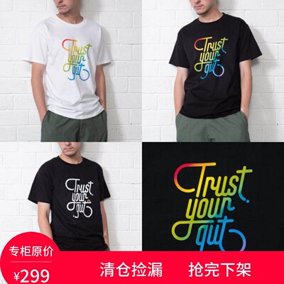 【adlib清仓店】ad-lib香港潮牌 男女款 标语印花彩虹纯棉短袖T恤