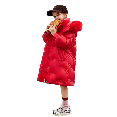 雅鹿羽绒服加厚女童长款