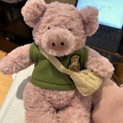 26cm巴纳布斯小猪衣服玩偶学院风马甲斜挎包套装玩偶配件娃衣