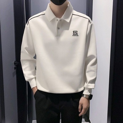 翻领+宽松+拼接+印花+潮牌+休闲