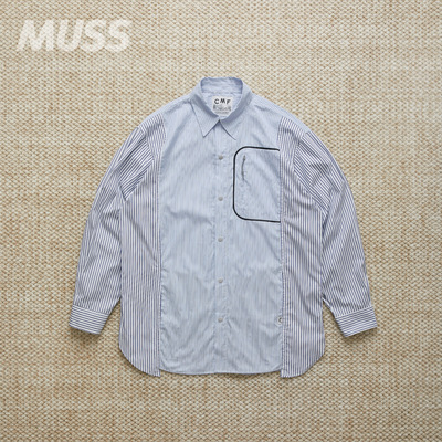 CMF机能拼接棉府绸休闲条纹衬衫