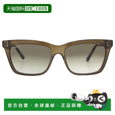 自营Salvatore Ferragamo Green Gradient Square Ladies Sunglas