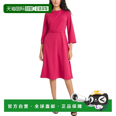 自营Maggy London膝盖长度水肺绉纱连衣裙-桑格利亚汽酒 美国奥莱
