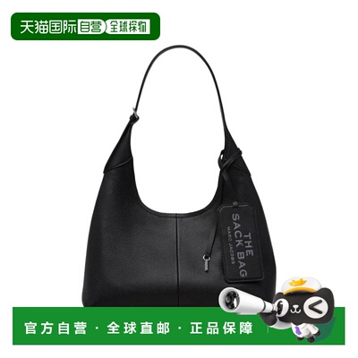 自营marc jacobs束带麻袋皮革单肩包-黑色 美国奥莱直发斜挎包