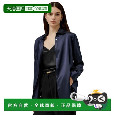 自营lilysilkOversize Style Silk Blouse for Women - navy blue
