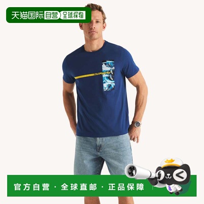 自营Nautica Mens Wild Waves Graphic T-Shirt - estate blue 美
