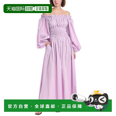 自营caroline constasCaroline Costas Rajela露肩荷叶边长裙-紫