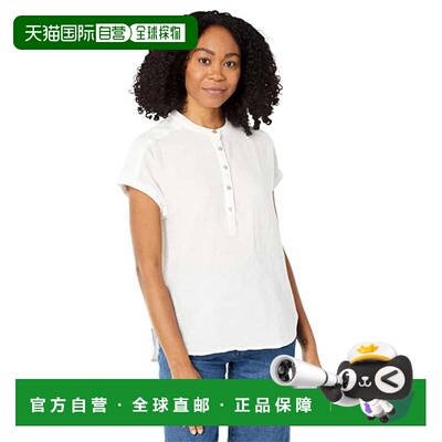 自营Faherty Desmond薄纱上衣女白色有机棉帽袖GBO2715-白色 美国