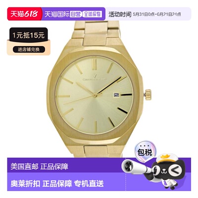 自营Christian Van Sant Men's Octavius Slim Gold Roud 42mm -