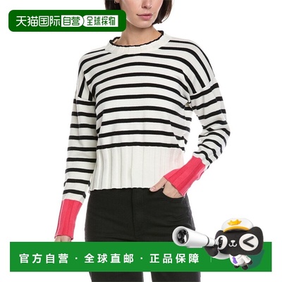 自营Brodie Cashmere Contrast Stripe Cashmere-Blend Sweater -