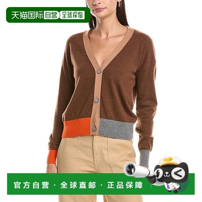 自营InCashmere拼色羊绒开衫-橙色 美国奥莱直发