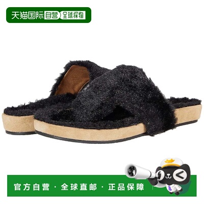 自营 Jack Rogers Jacks舒适舒适棉女式黑色人造毛皮凉鞋JOBB1484