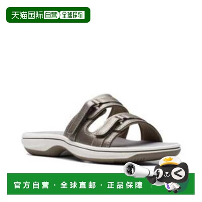 自营Clarks Breeze Piper凉鞋女式白蜡圆头一脚蹬拖鞋HAWK1252-灰