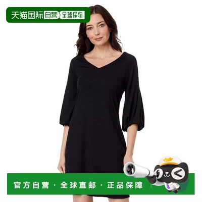 自营Women's Tommy Bahama Darcy LS A-Line Dress Black Stretch