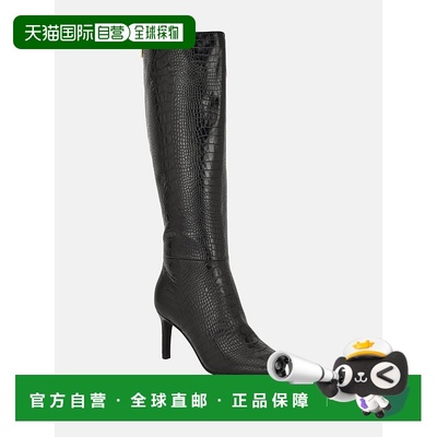自营guessAnorra Croc-Embossed Tall Boots - black 001 美国奥