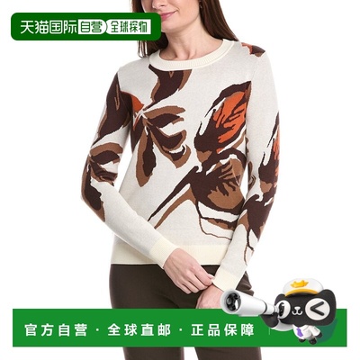 自营T Tahari Painterly Floral Jacquard Sweater - beige 美国